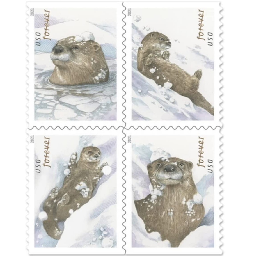 US$ 27.99 - Otters in Snow 2021 - 5 Booklets / 100 Pcs - www.stpsod.com