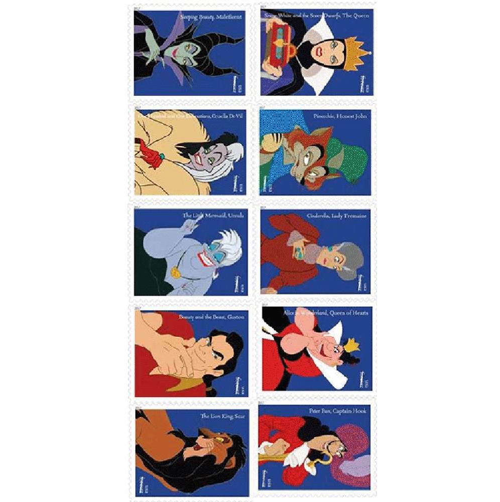 US$ 27.99 - Disny Villains 2017 - 5 Sheets / 100 Pcs - www.stpsod.com