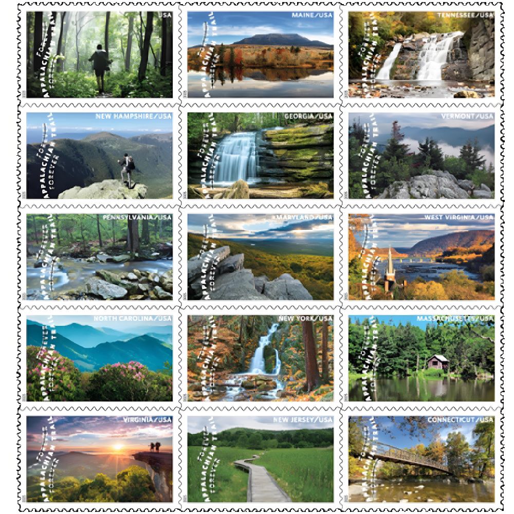 US$ 27.99 - Appalachian Trail 2025 - 5 Sheets / 75 Pcs - www.stpsod.com
