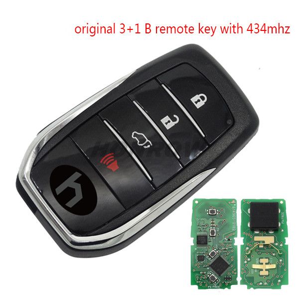 Original Toyota Fortuner 3+1 button remote key with 433Mhz
