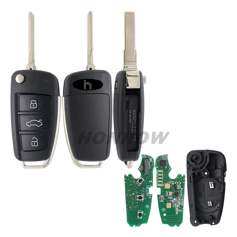 For Audi 3 button remote key with 868MHz 8E Electronic Chip 4F0837220R ...